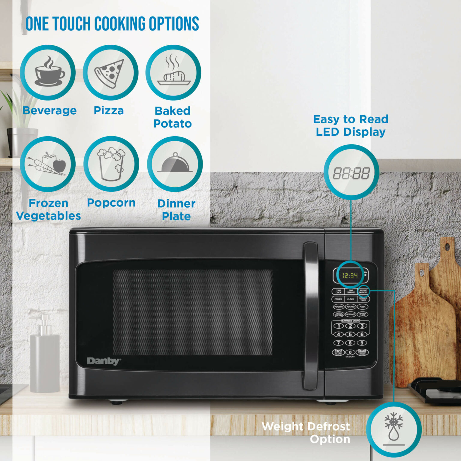 Danby 1.1 cu. ft. Countertop Microwave in Black Stainless Steel ...